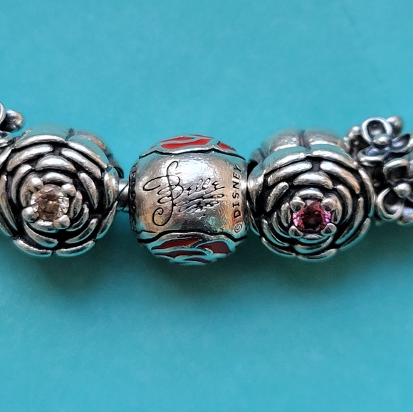 Pandora | Jewelry | Pandora Silver Gold Clasp Bracelet Theme Rose ...